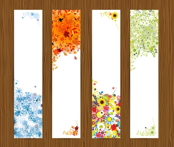 Four seasons - spring, summer, autumn, winter. Banners with place for ...