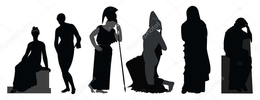 Ancient Greek statue silhouettes — Stock Vector © cenkeratila #9566327