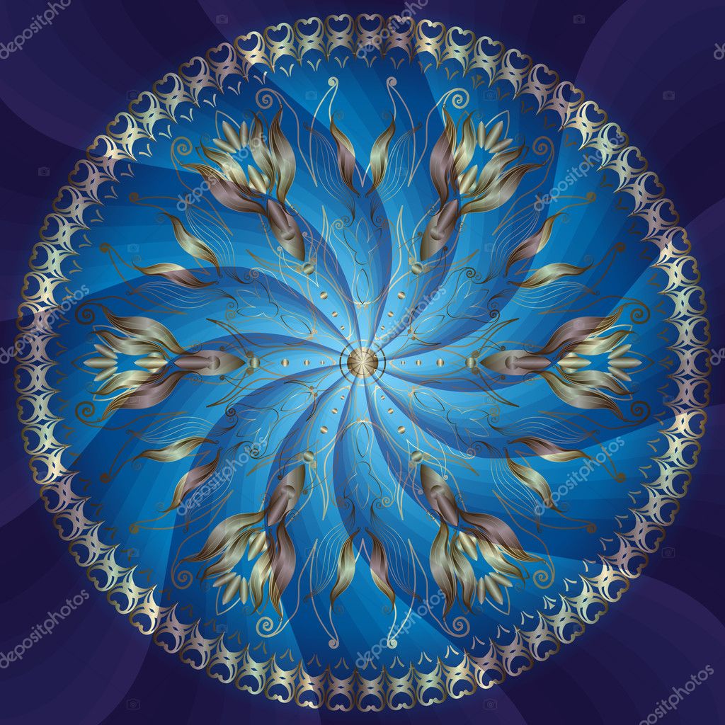 Marco redondo azul y oro Vector de stock por ©OlgaDrozd 9967656