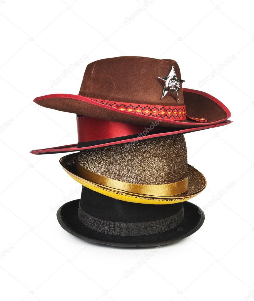 Stack of different hats isolated — Stock Photo © Observer #8869877