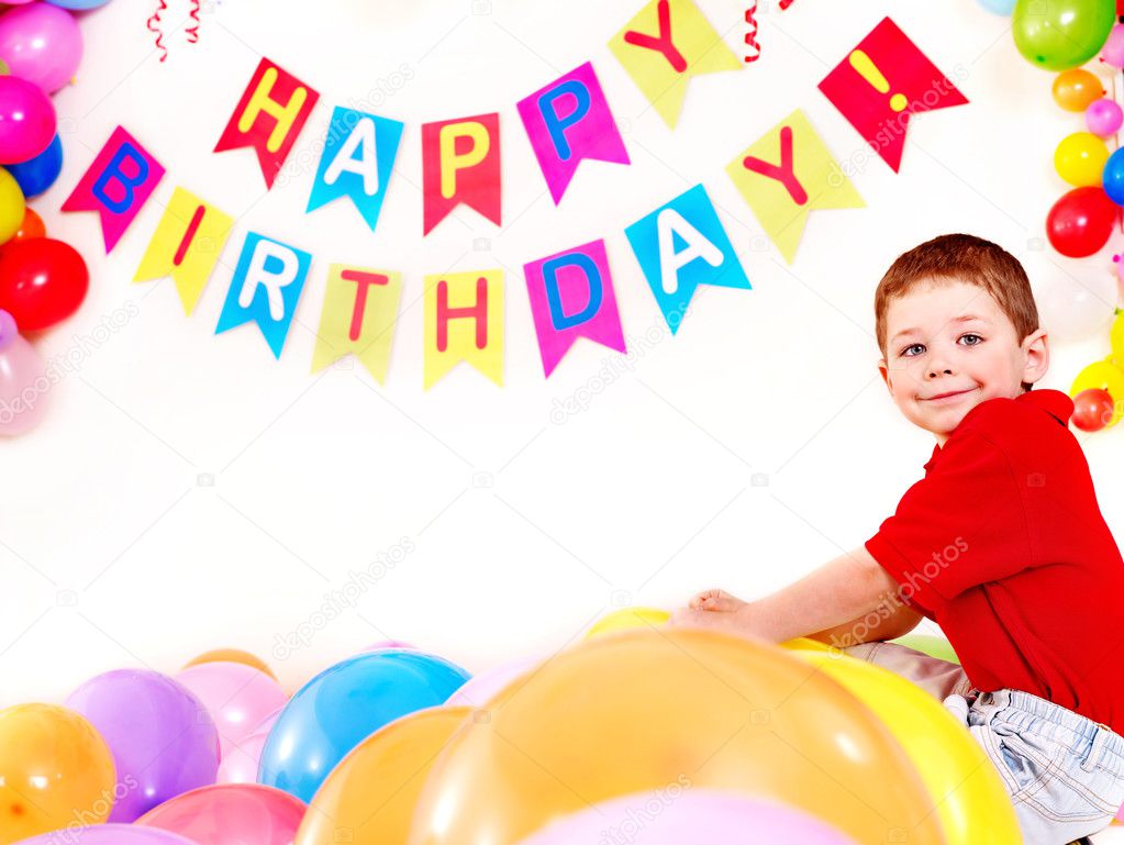 Child birthday party with boy. — Stock Photo © poznyakov #9869813