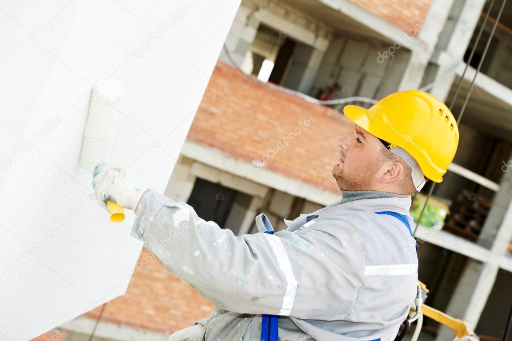 Builder facade painter at work — Stock Photo © kalinovsky #10429277