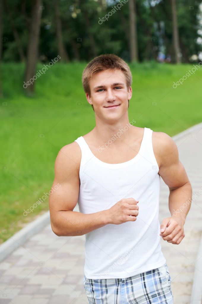 Young jogging running sport man — Stock Photo © kalinovsky #9371624