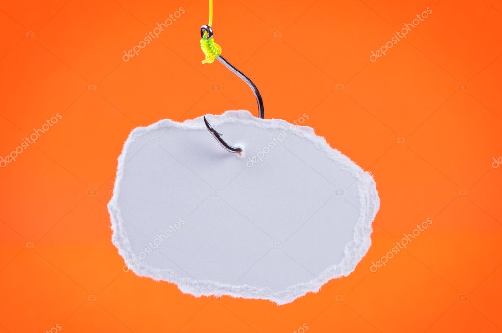Empty sheet of paper, hanging on fishing hook. Stock Photo by ...