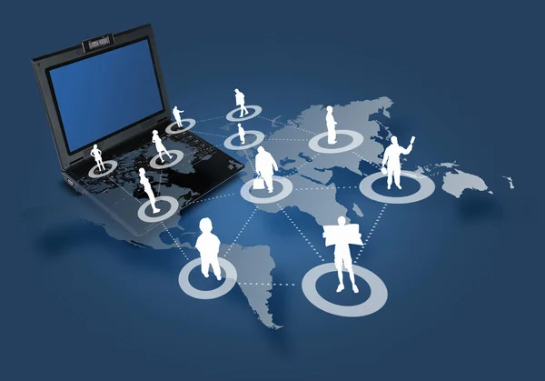 Laptop computer with symbols communication Stock Photo by ©SergeyNivens ...