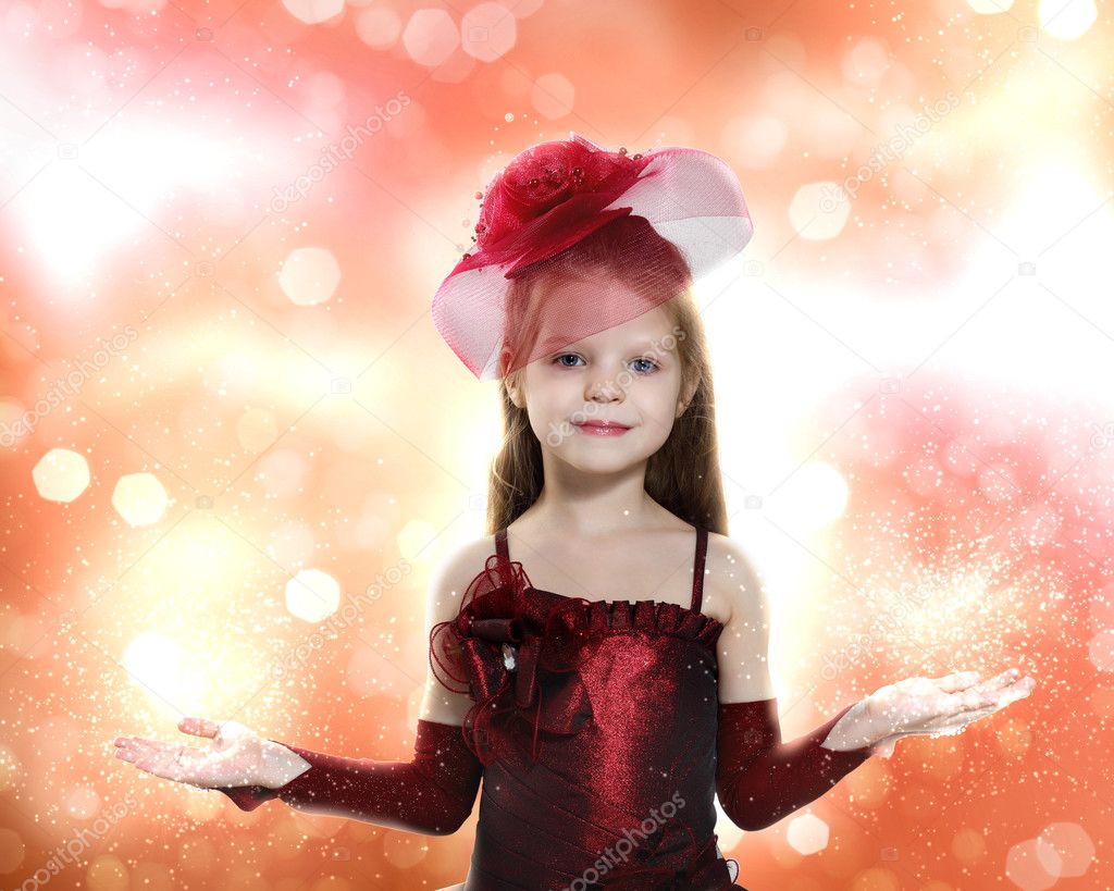 Little girl dressed up in beautiful dress — Stock Photo © SergeyNivens ...