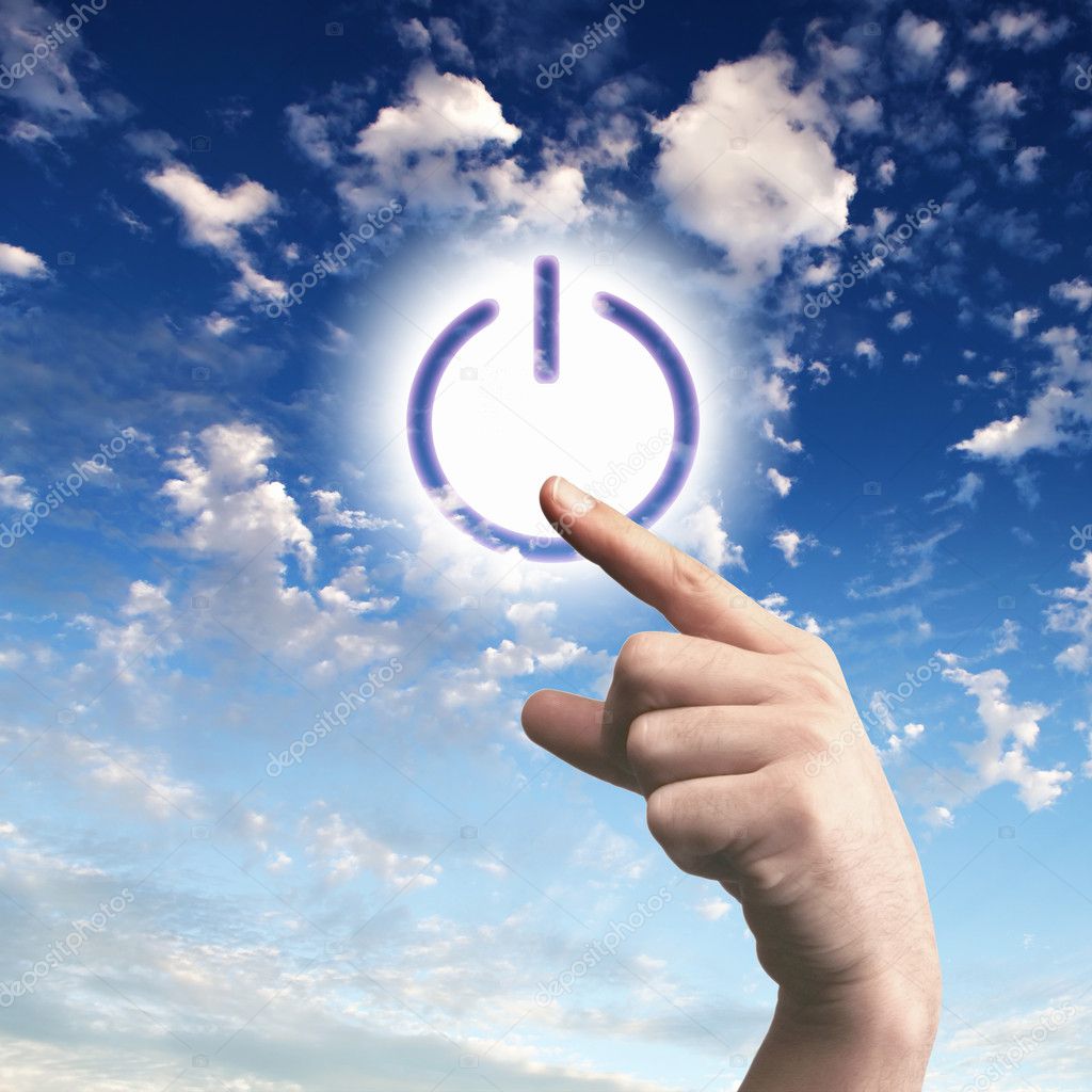 Power button against sky background — Stock Photo © SergeyNivens #9189998