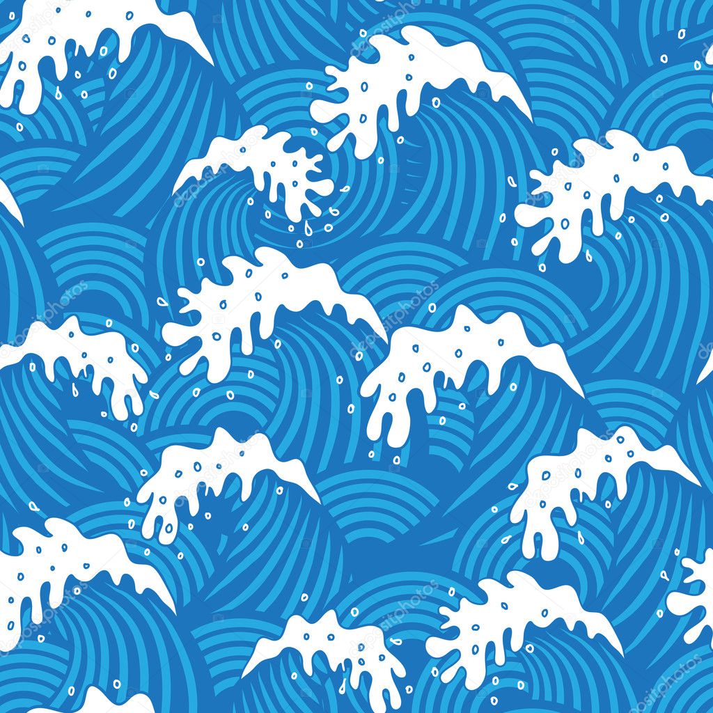 Seamless pattern with waves — Stock Vector © Elenita #10642209