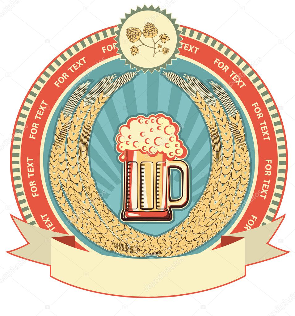 Beer symbol of label.Vector background on white for text — Stock Vector ...