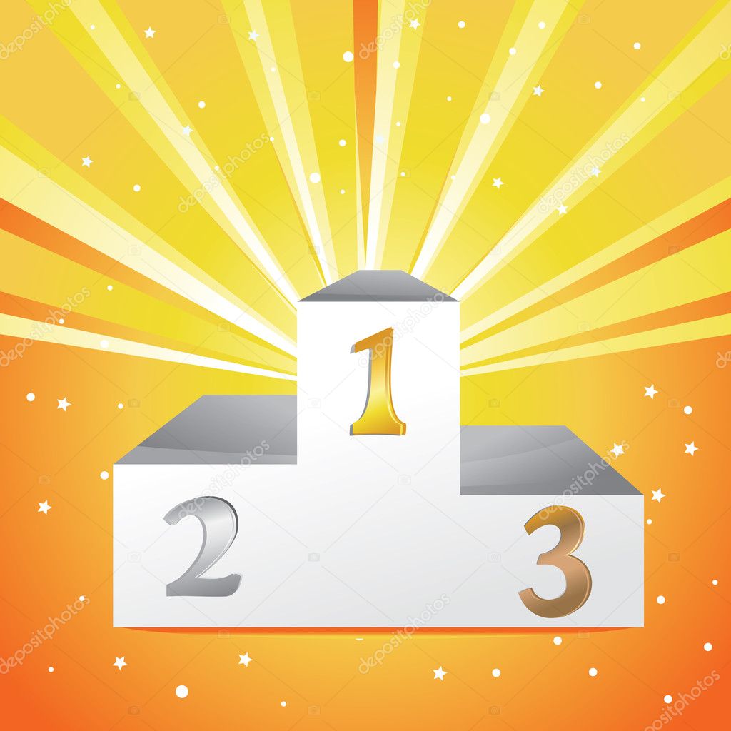 Podio blanco con tres lugares para los ganadores — Vector de stock ...