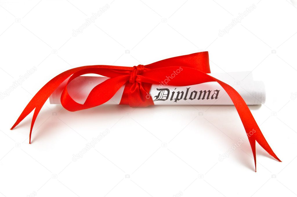 Diploma with red ribbon — Stock Photo © valphoto #8185445