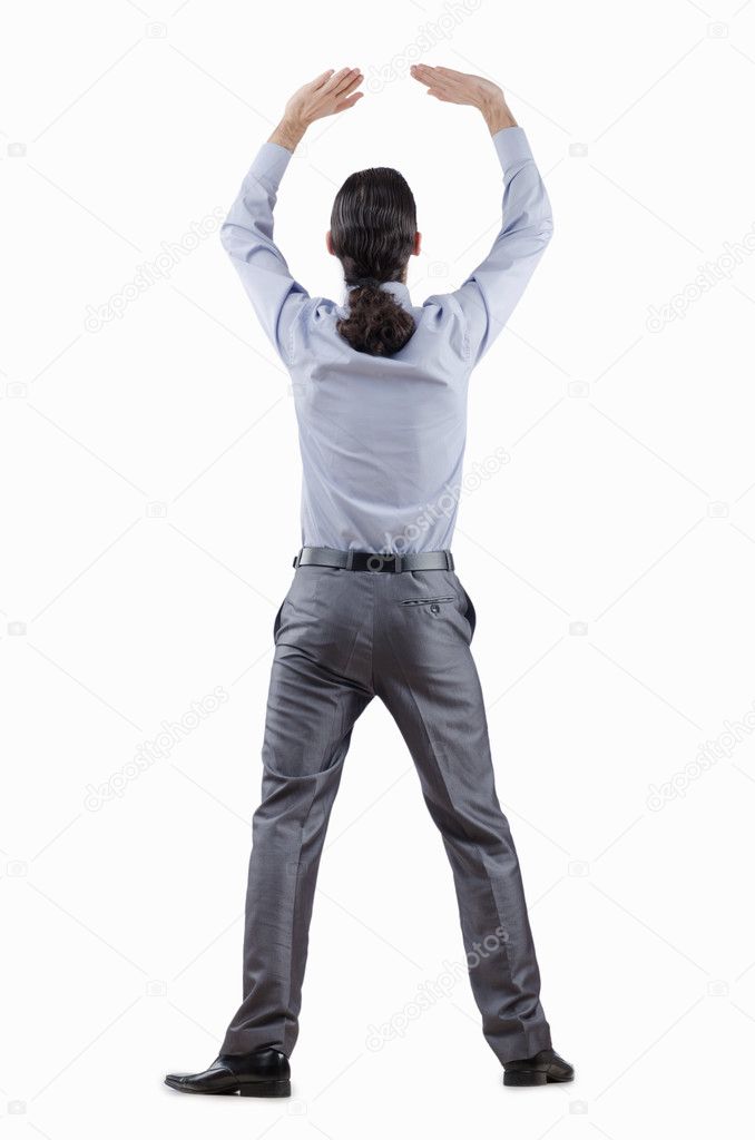 Businessman pushing away virtual obstacles Stock Photo by ©Elnur_ 9631966