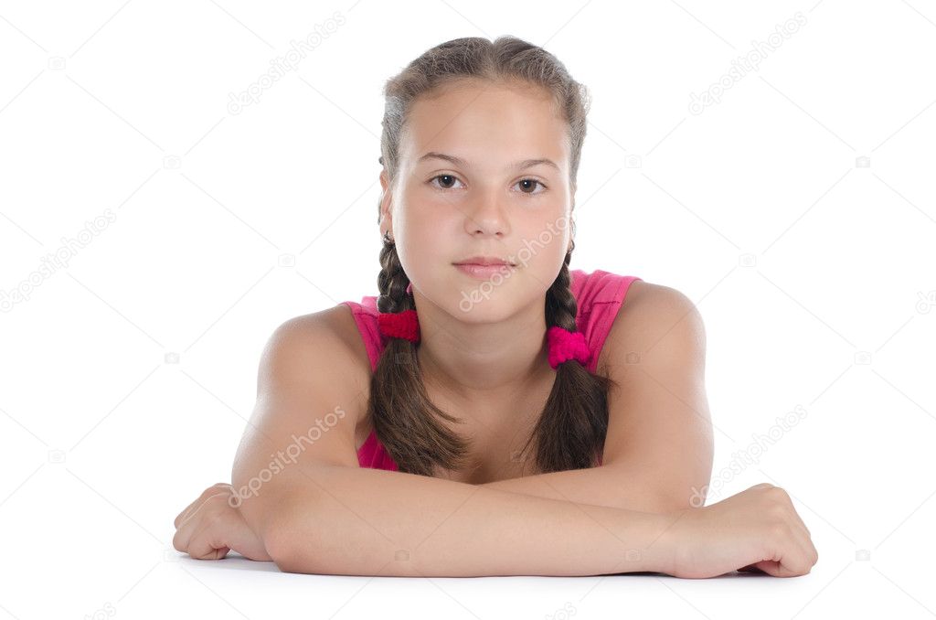 Young girl with the extended hand Stock Photo by ©voronin-76 9019094