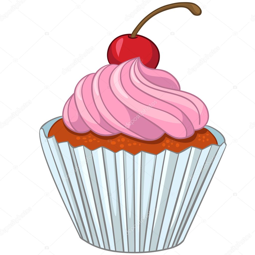 Comida de dibujos animados Dulce Cupcake Vector de stock #8792032 de ...