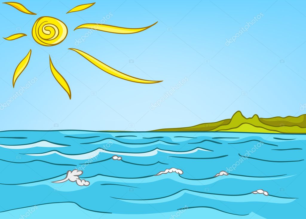 Dibujos animados naturaleza paisaje mar — Vector de stock © rastudio ...