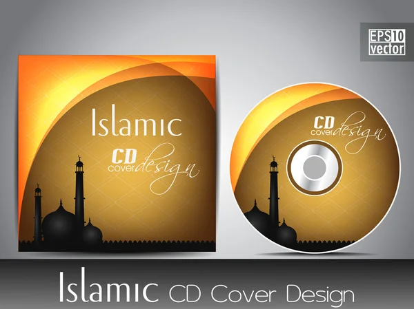 Islamic CD cover design with Mosque or Masjid silhouette with bl Stock ...