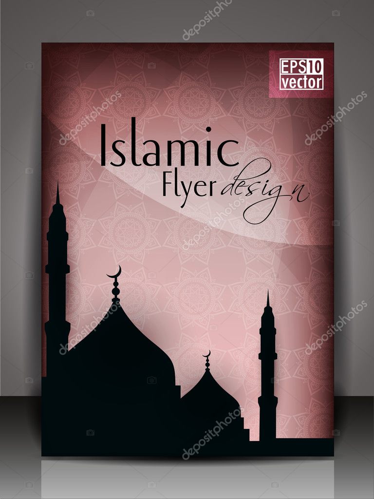 Islamic flyer or brochure and cover design with Mosque or Masjid ...