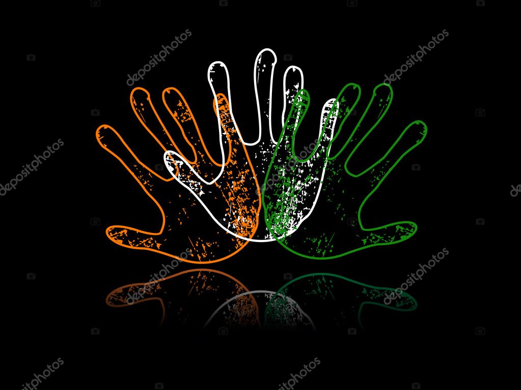 A vector illustration of three hands colored in an Indian Nation Stock ...