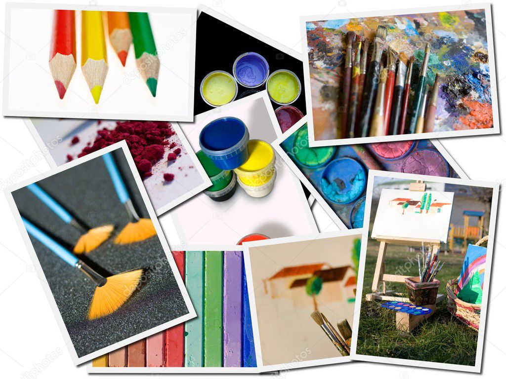 Art tools postcards — Stock Photo © bepsimage #7991600