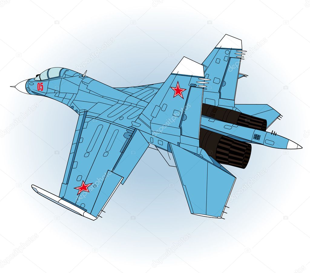 Jet Fighter aircraft, vector — Stock Vector © flanker-d #8380384