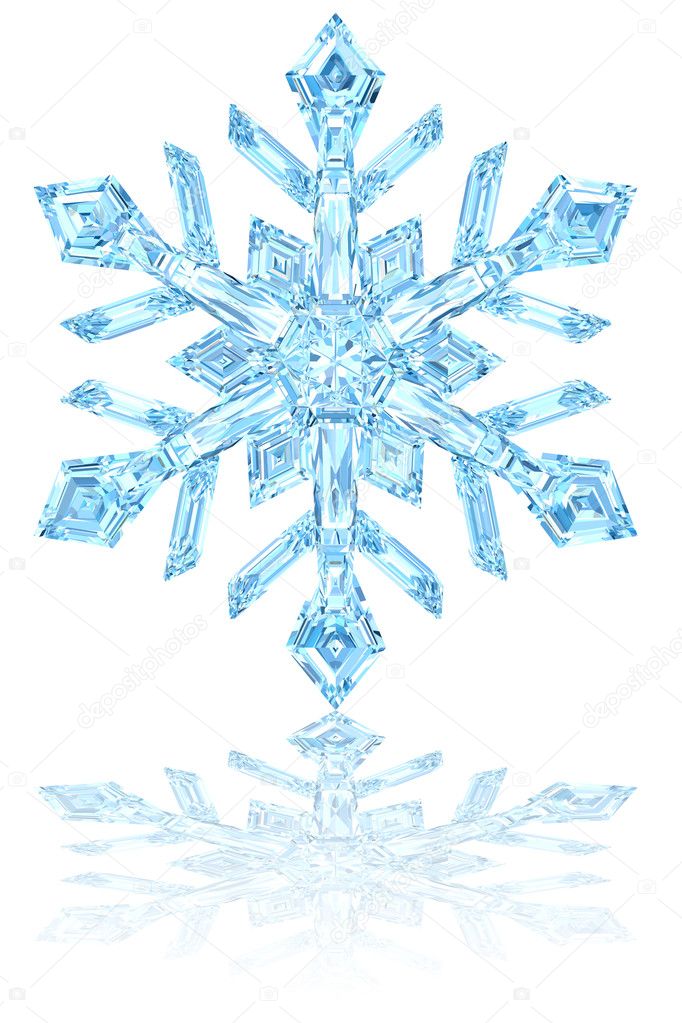 Light blue crystal snowflake on glossy white Stock Photo by ©madbit 8834652