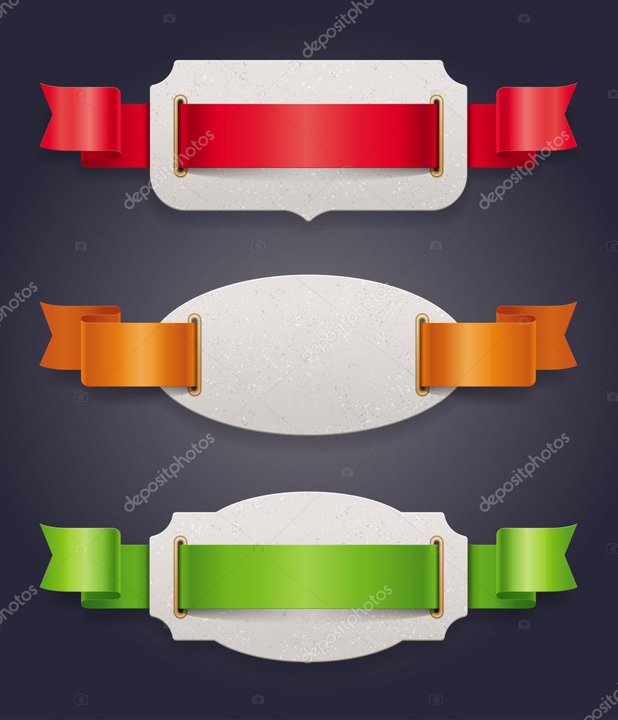 Vector cardboard labels with color silk ribbons Stock Vector by ©S-E-R ...
