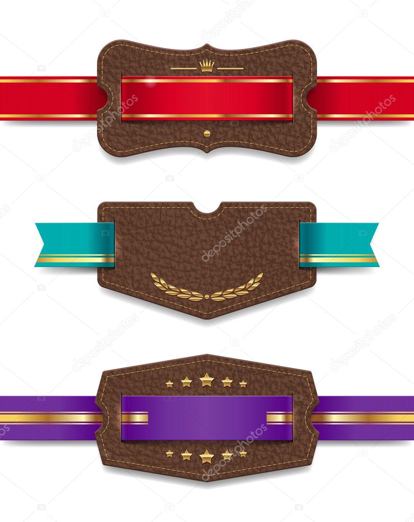 Vector leather labels with ribbon Stock Vector Image by ©S-E-R-G-O ...