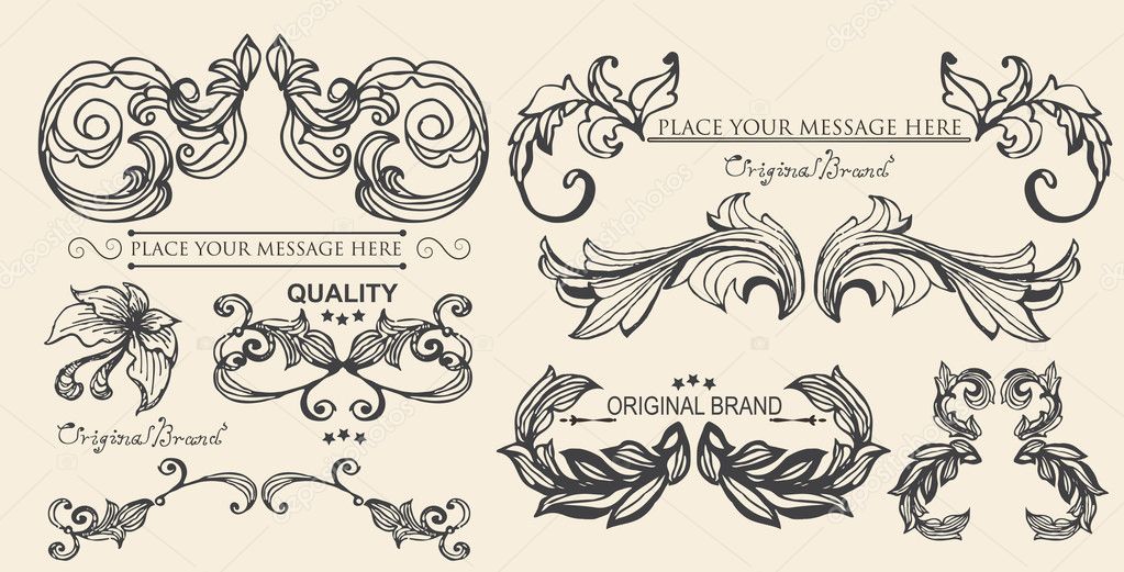 Vector set: calligraphic design elements and page decorations — Stock ... Vector set: calligraphic design elements and page decorations — Stock ...