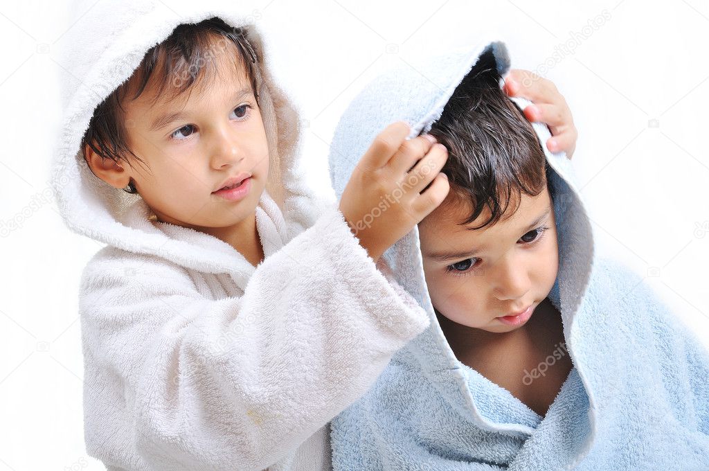 Beautiful happy childhood in robe, isolated Stock Photo by ©zurijeta ...