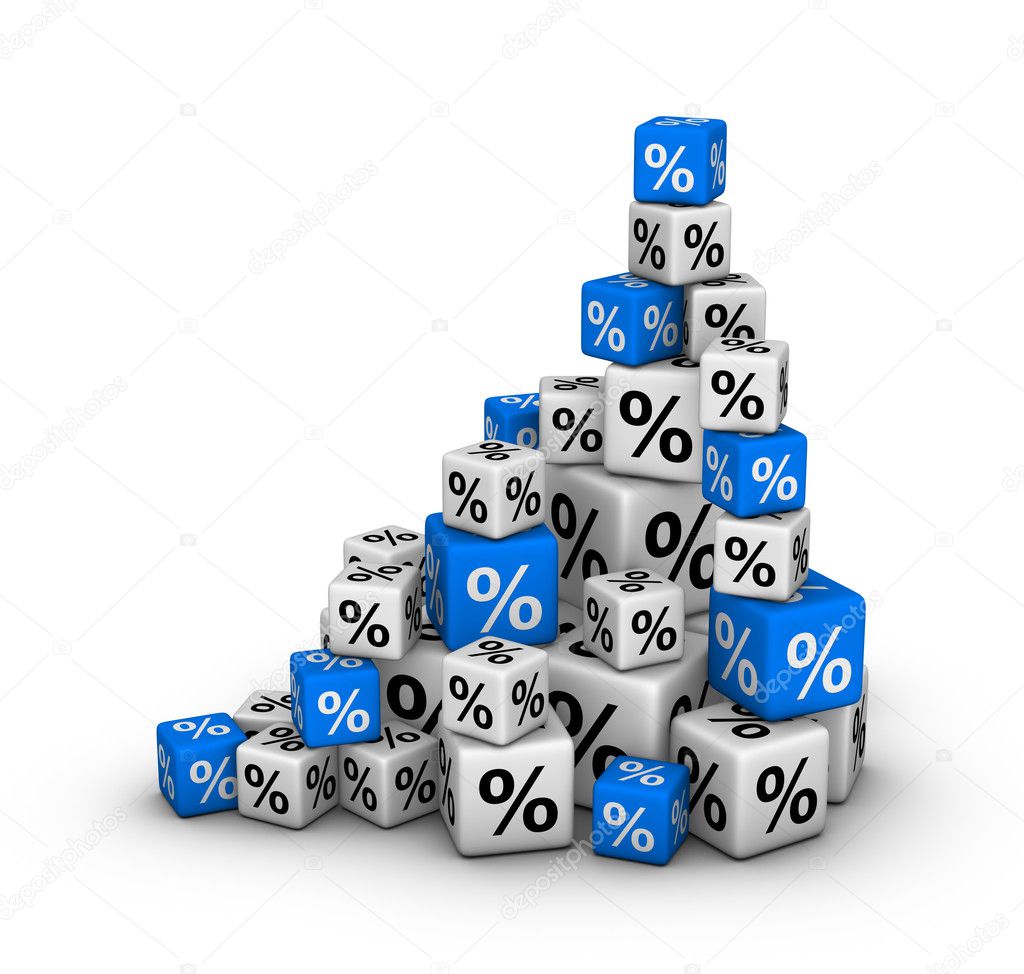 Stack of boxes with percent sign — Stock Photo © almagami #7972344