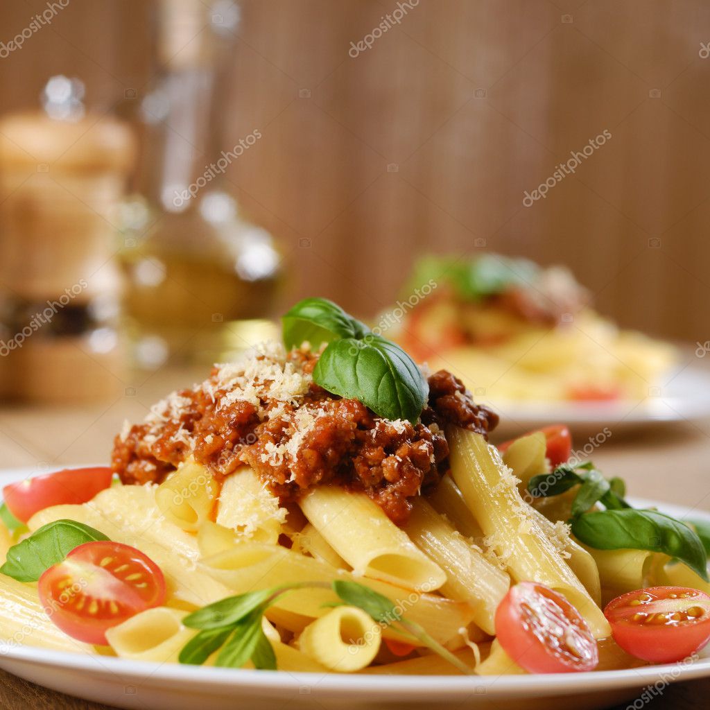 Pasta rigatoni on the white plate — Stock Photo © e_mikh #8867009