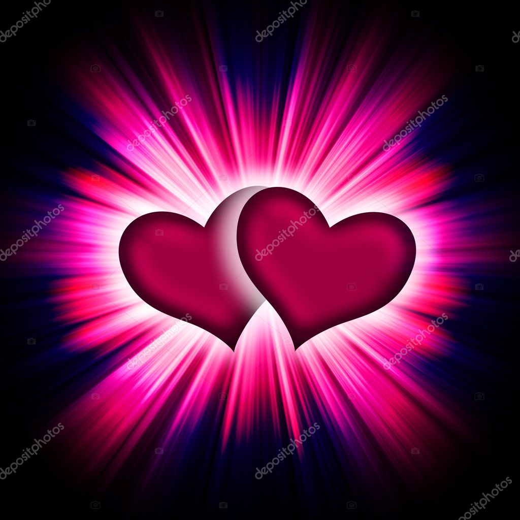 Two hearts with rays on a black — Stock Photo © Molodec_ #8826039