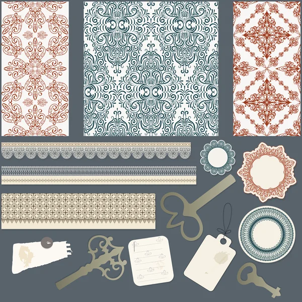 Vector scrapbook design pattern on seamless background — Stock Vector ...