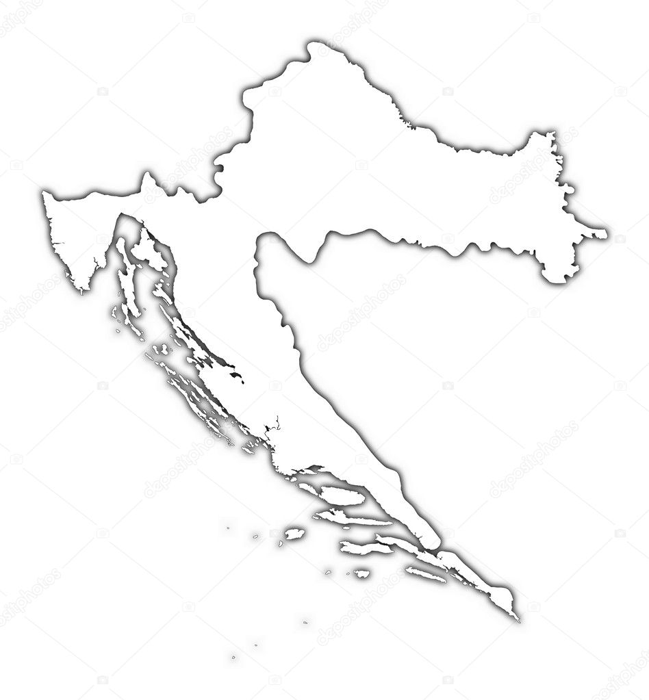 Croatia outline | Croatia outline map with shadow — Stock Photo ...