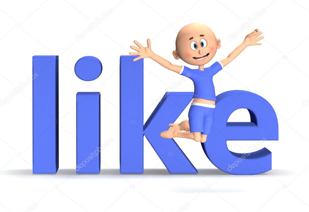 LIKE text and a happy toon guy Stock Illustration by ©Photocreo #9856911
