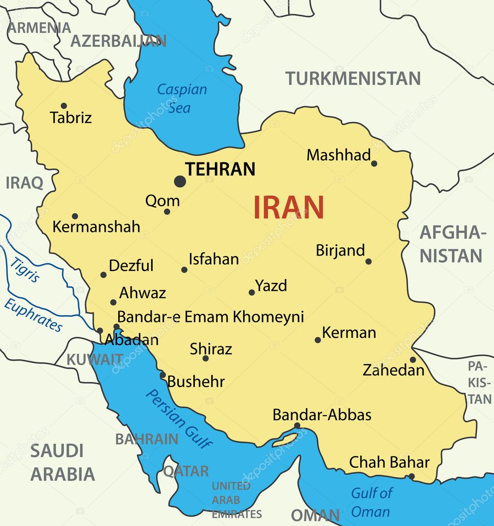 Repubblica islamica dell'iran - mappa vettoriale — Vettoriali Stock ...