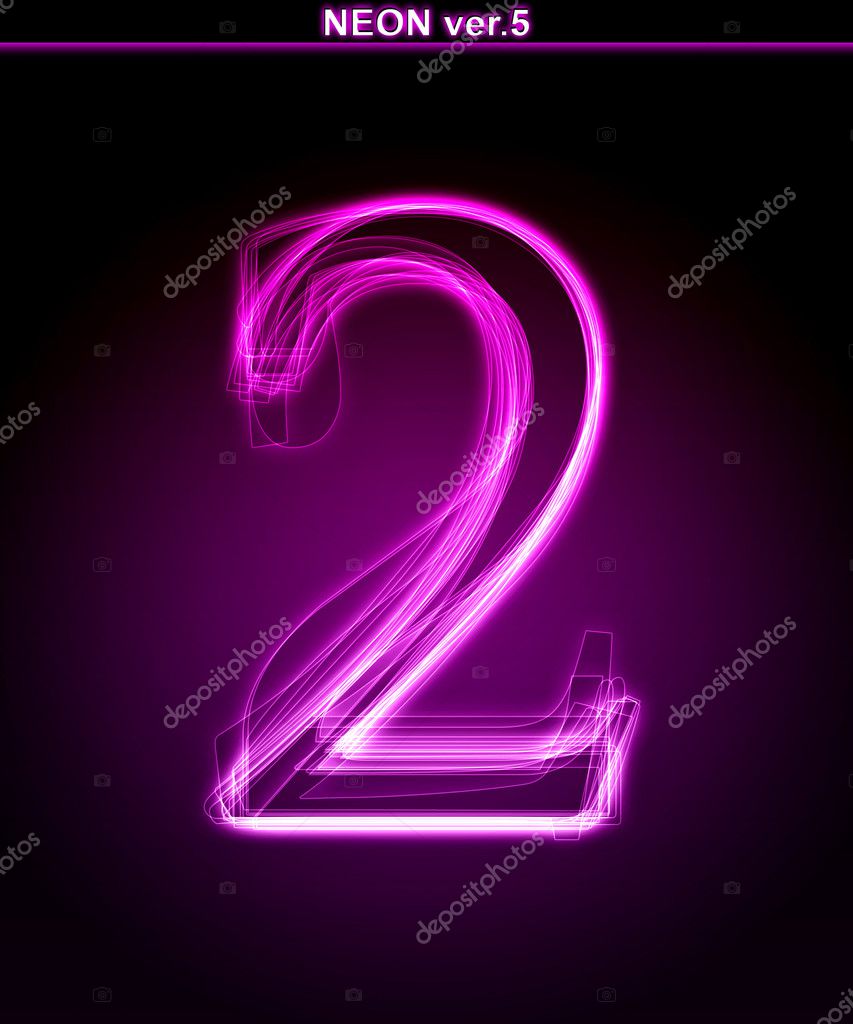 Glowing font. Shiny number 2 — Stock Photo © Designer_things #10251505