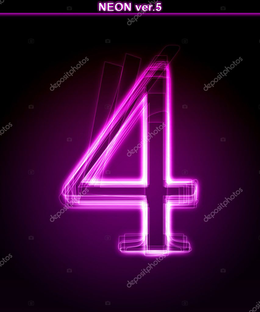 Glowing font. Shiny number 4 — Stock Photo © Designer_things #10251508