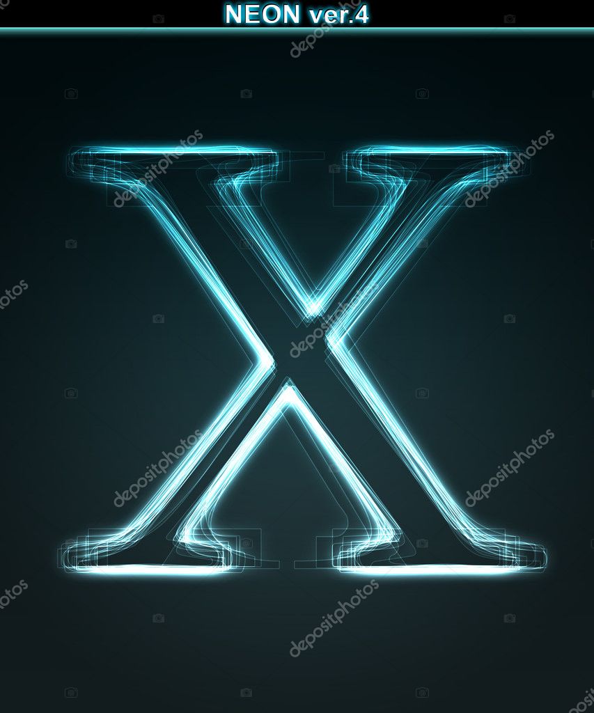 Glowing neon font. Shiny letter X — Stock Photo © Designer_things #10404339