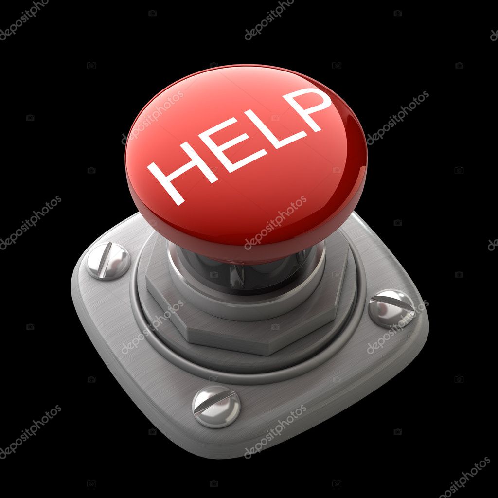 Red help button Isolated High resolution. 3D image — Stock Photo ...