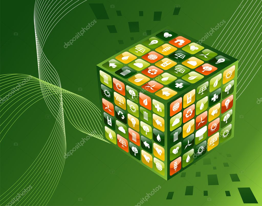 Green environment apps cube background Stock Vector Image by ©cienpies ...