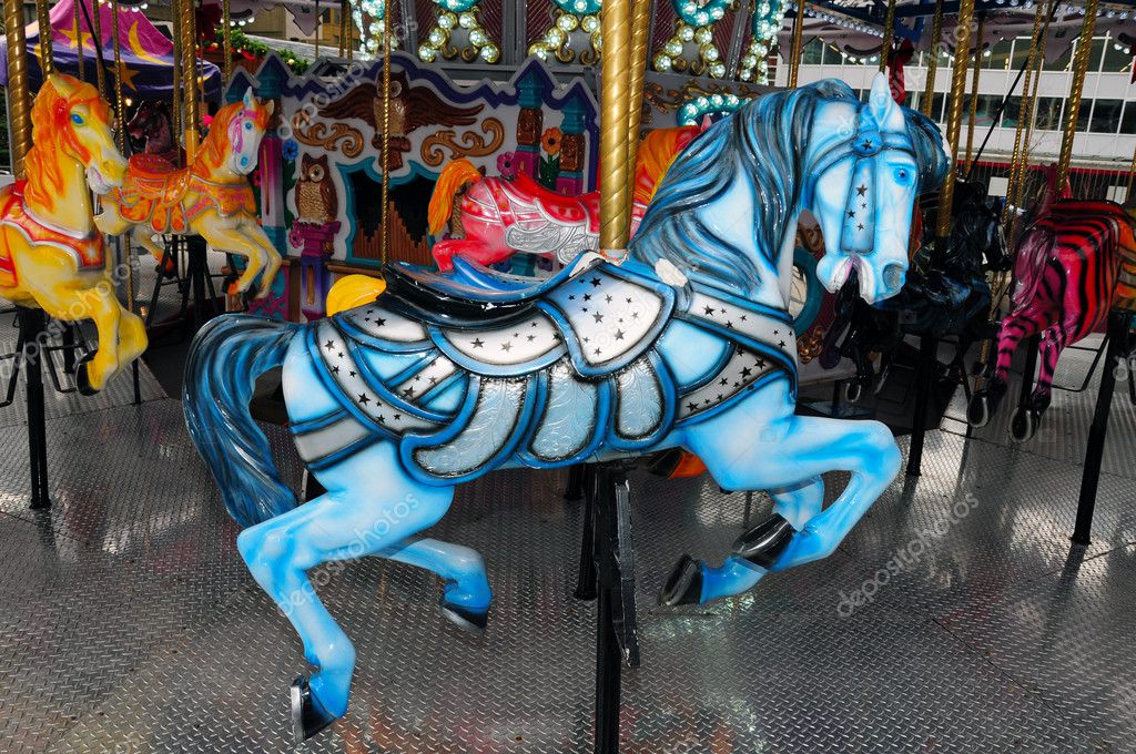 Blue carousel horse — Stock Photo © montana #7965341