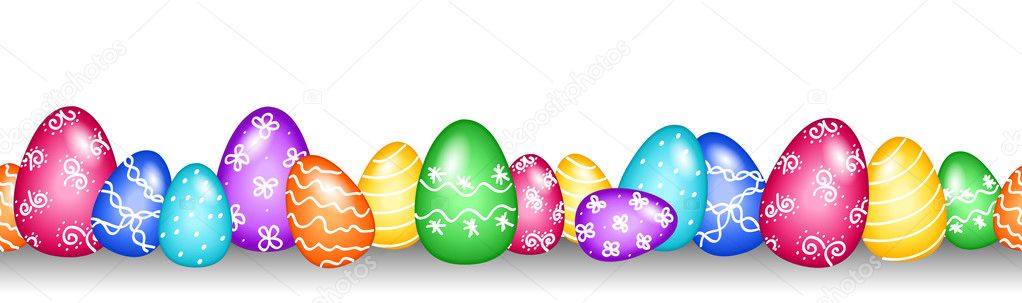 Easter Eggs Cartoon Border