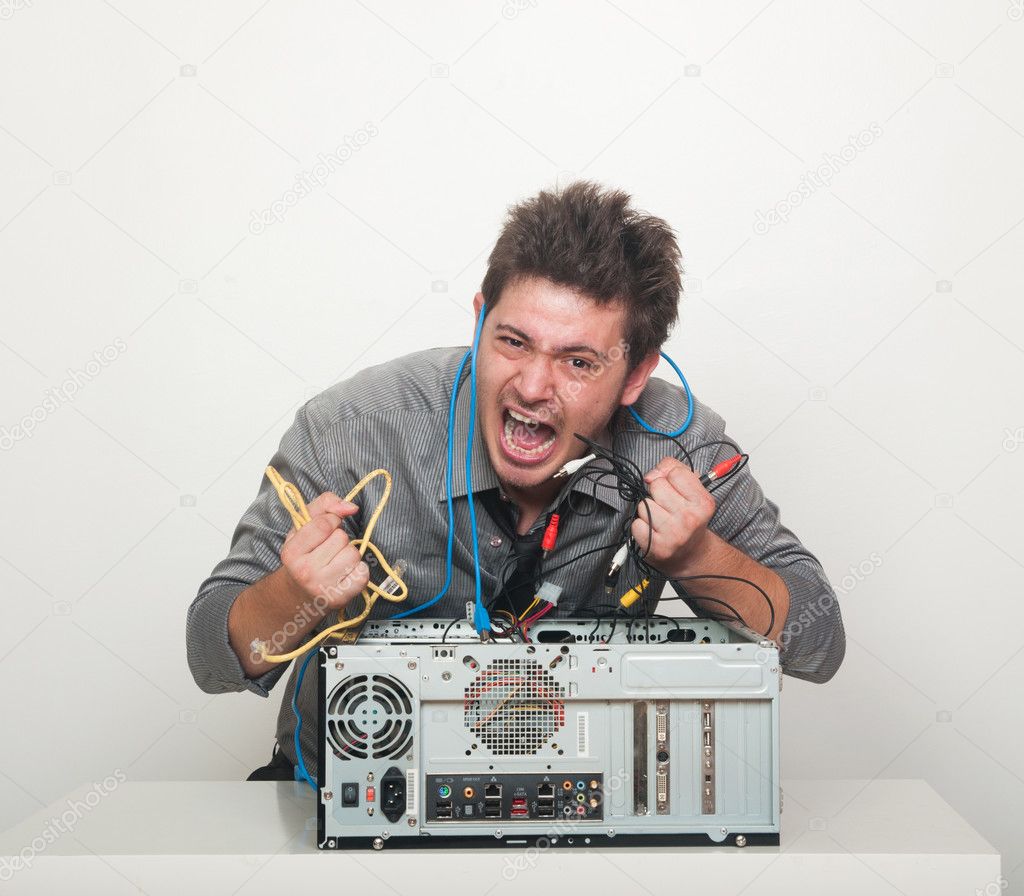 Portrait of an angry It supporter gone mad Stock Photo by ©drkskmn 8105142