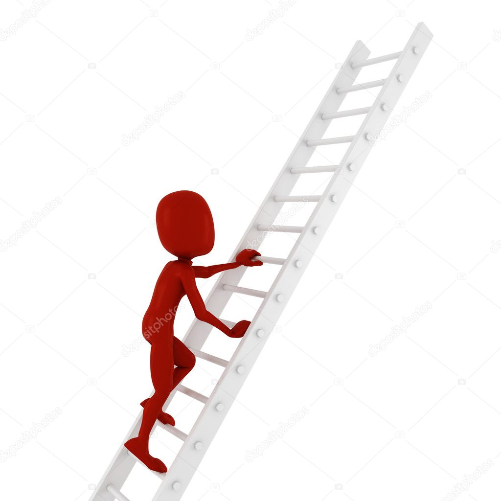 3D-man klimmen op een ladder — Stockfoto © digitalgenetics #9977680