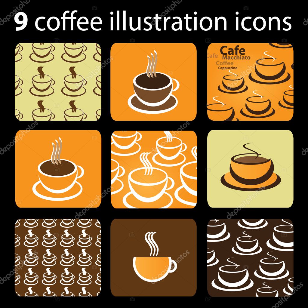 9 Coffee Illustration Icons Stock Vector by ©bagotaj 8038362