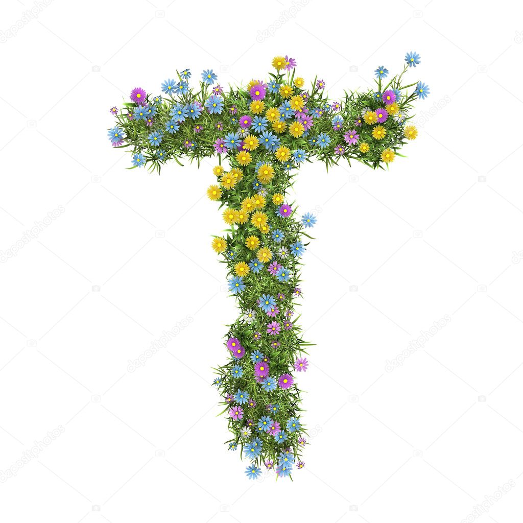 Letter T, flower alphabet isolated on white — Stock Photo © digiart ...