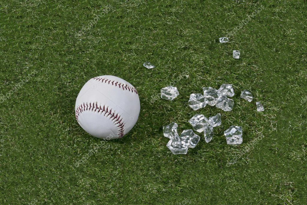 Baseball and Broken Glass on Grass — Stock Photo © penywise #8682389