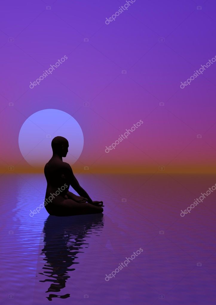 Meditation and violet moon — Stock Photo © Elenarts #9193481