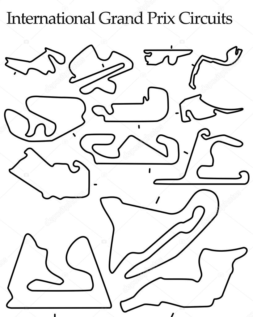 International F1 Formula 1 Racing Circuit Maps — Stock Photo ...
